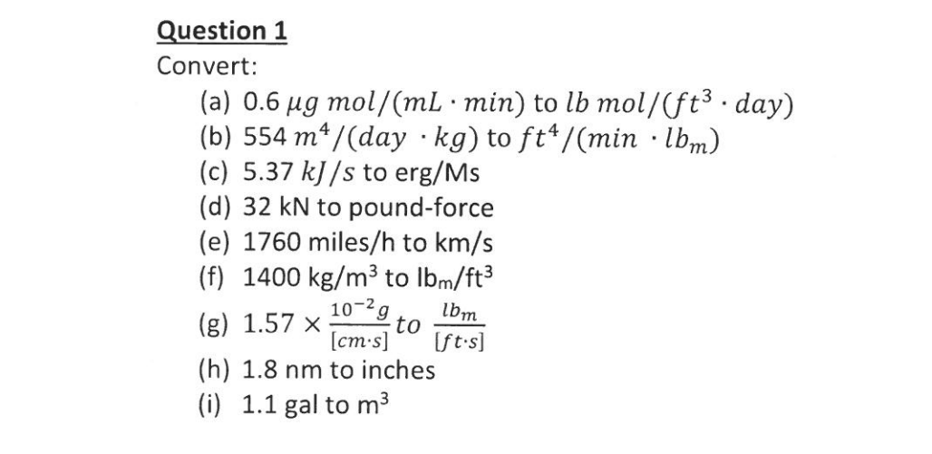 Solved Question 1 Convert a 0 6 Ug Mol mL Min To Lb Chegg Solved Question 1 Convert a 0 6 Ug Mol mL Min To Lb Chegg