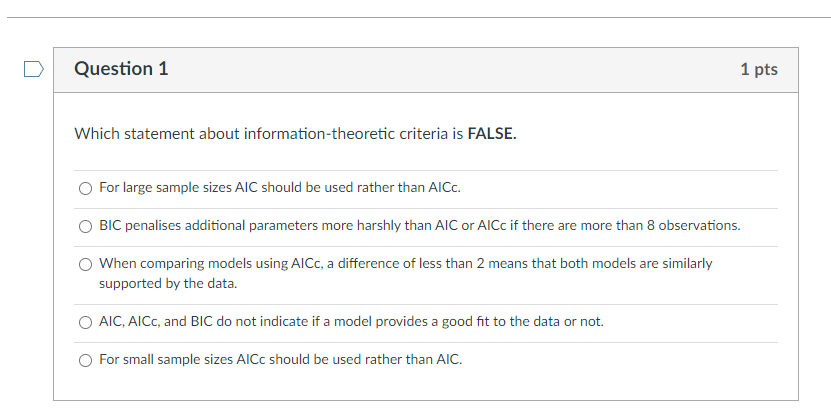 Solved Which statement about information-theoretic criteria | Chegg.com