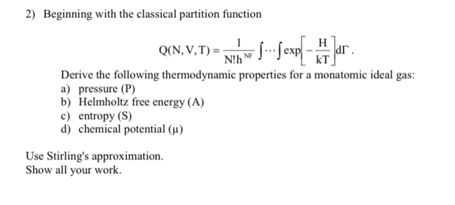 Solved Beginning with the classical partition | Chegg.com