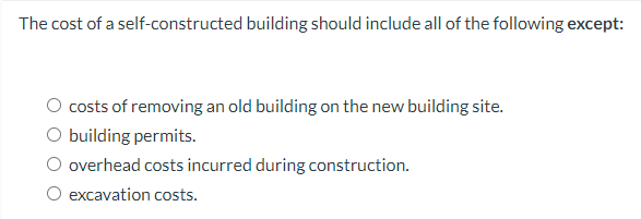 Solved The cost of a self-constructed building should | Chegg.com