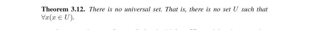 Solved Theorem 3.12. There is no universal set. That is, | Chegg.com