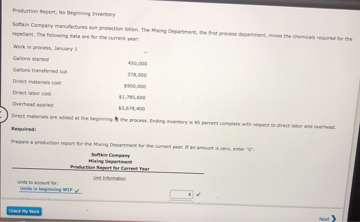 Solved Production Report, No Beginning Inventory Softkin | Chegg.com
