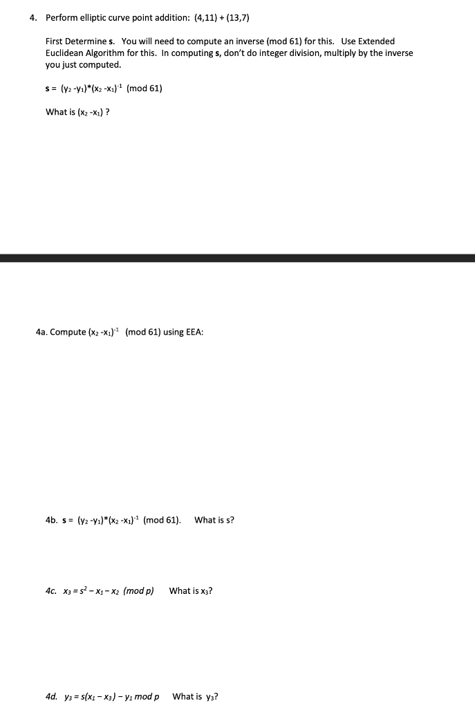 4. Perform elliptic curve point addition: | Chegg.com