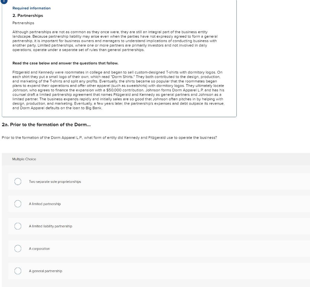 Solved Required information 2. Partnerships Partnerships | Chegg.com