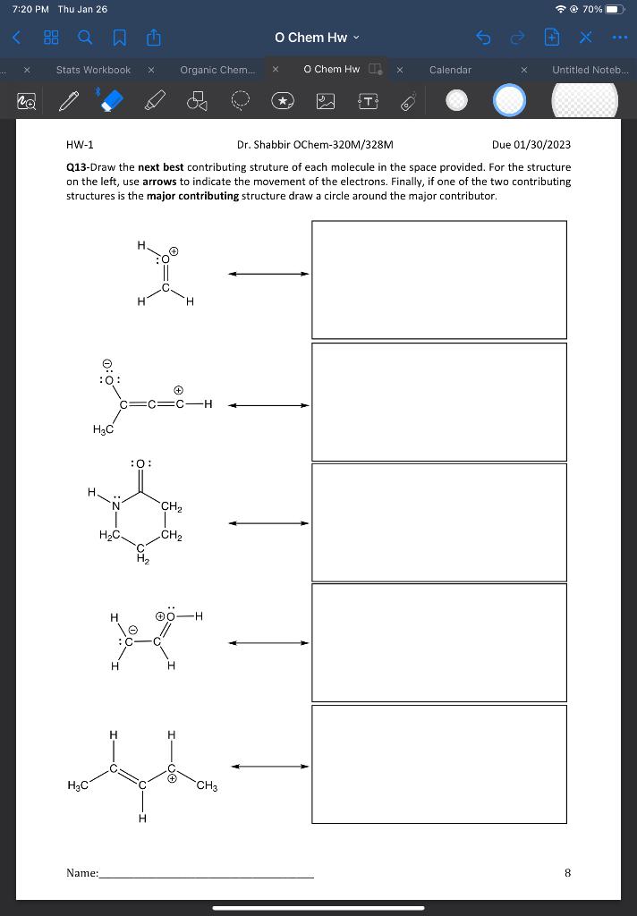 Solved Q13-Draw the next best contributing struture of each | Chegg.com