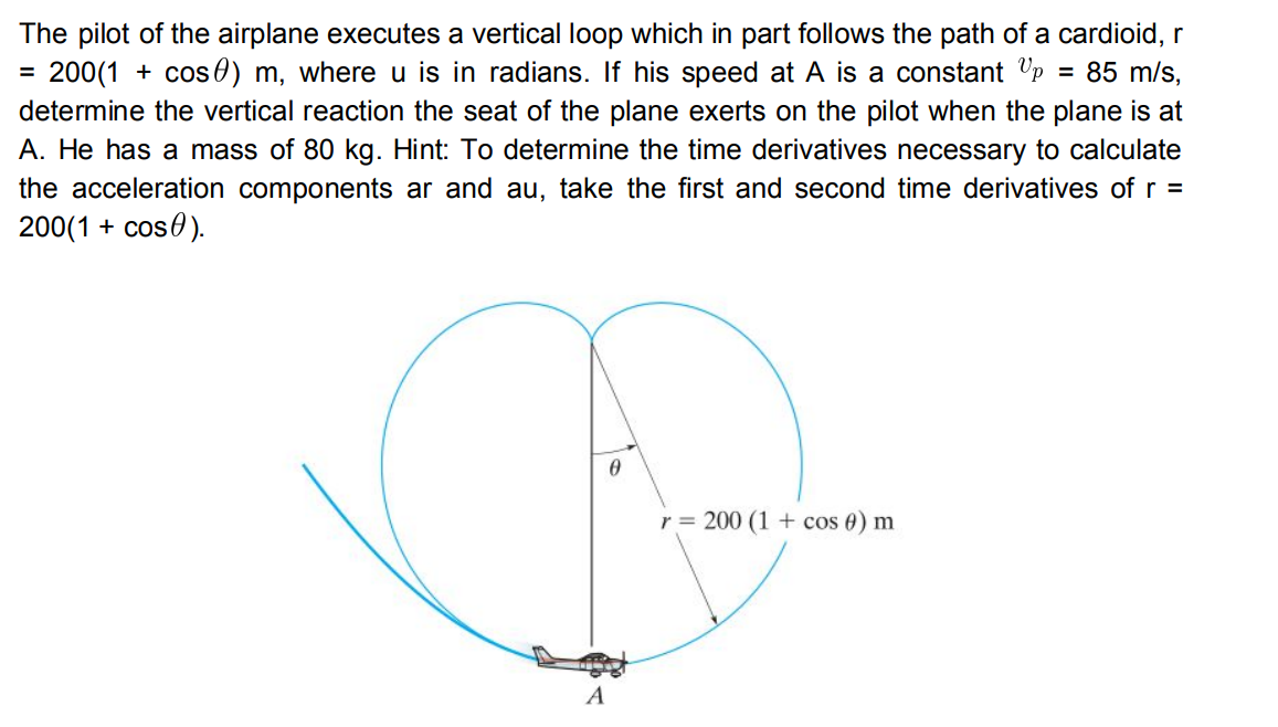 Solved = The pilot of the airplane executes a vertical loop | Chegg.com