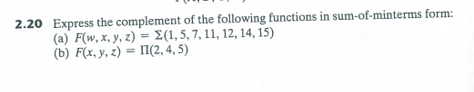 Solved 2 20 Express The Complement Of The Following