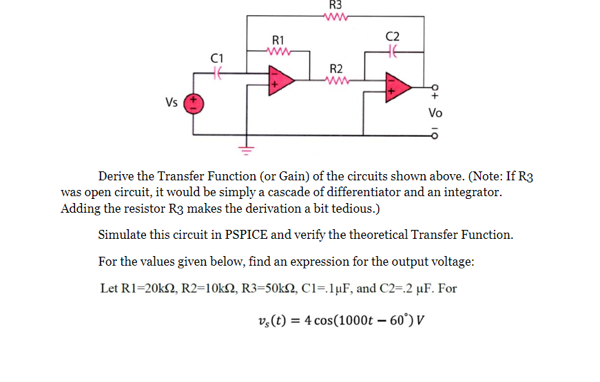 Solved 0+ 4+ Derive the Transfer Function (or Gain) of the | Chegg.com