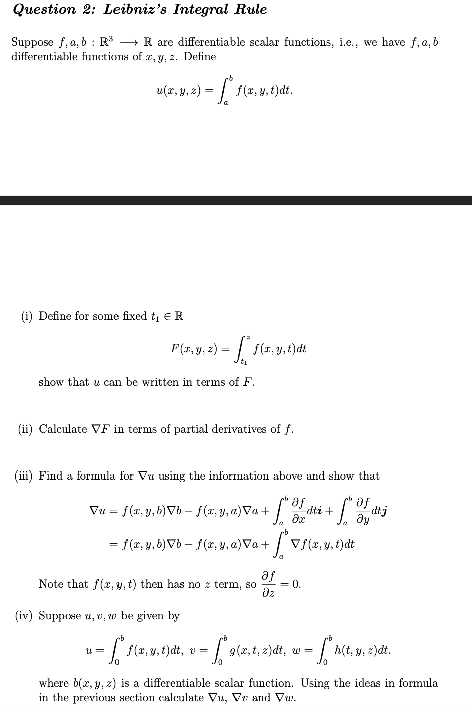 Solved Question 2: Leibniz's Integral Rule Suppose f, a,b : | Chegg.com
