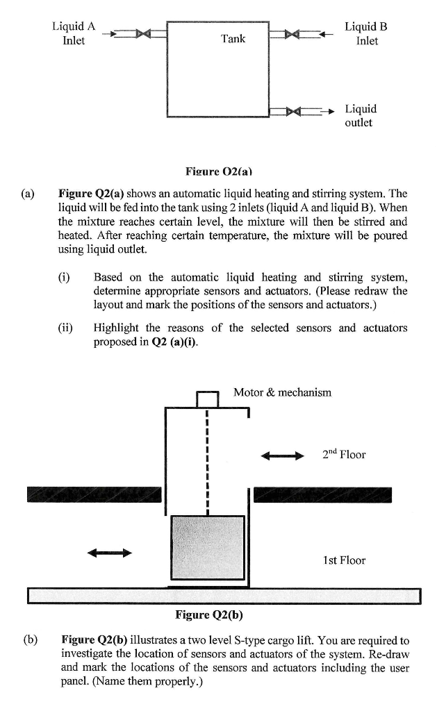Liquid A Inlet Tank Liquid B Inlet Liquid outlet | Chegg.com