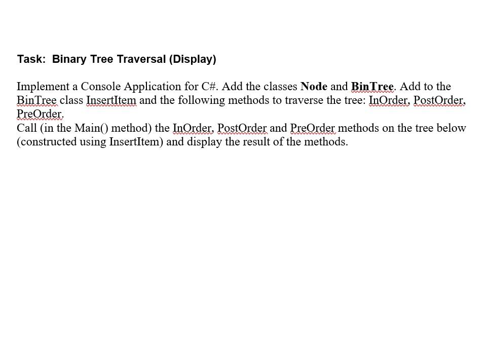 Solved Task: Binary Tree Traversal (Display) Implement a | Chegg.com