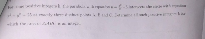 Solved For some positive integers k the parabola with | Chegg.com