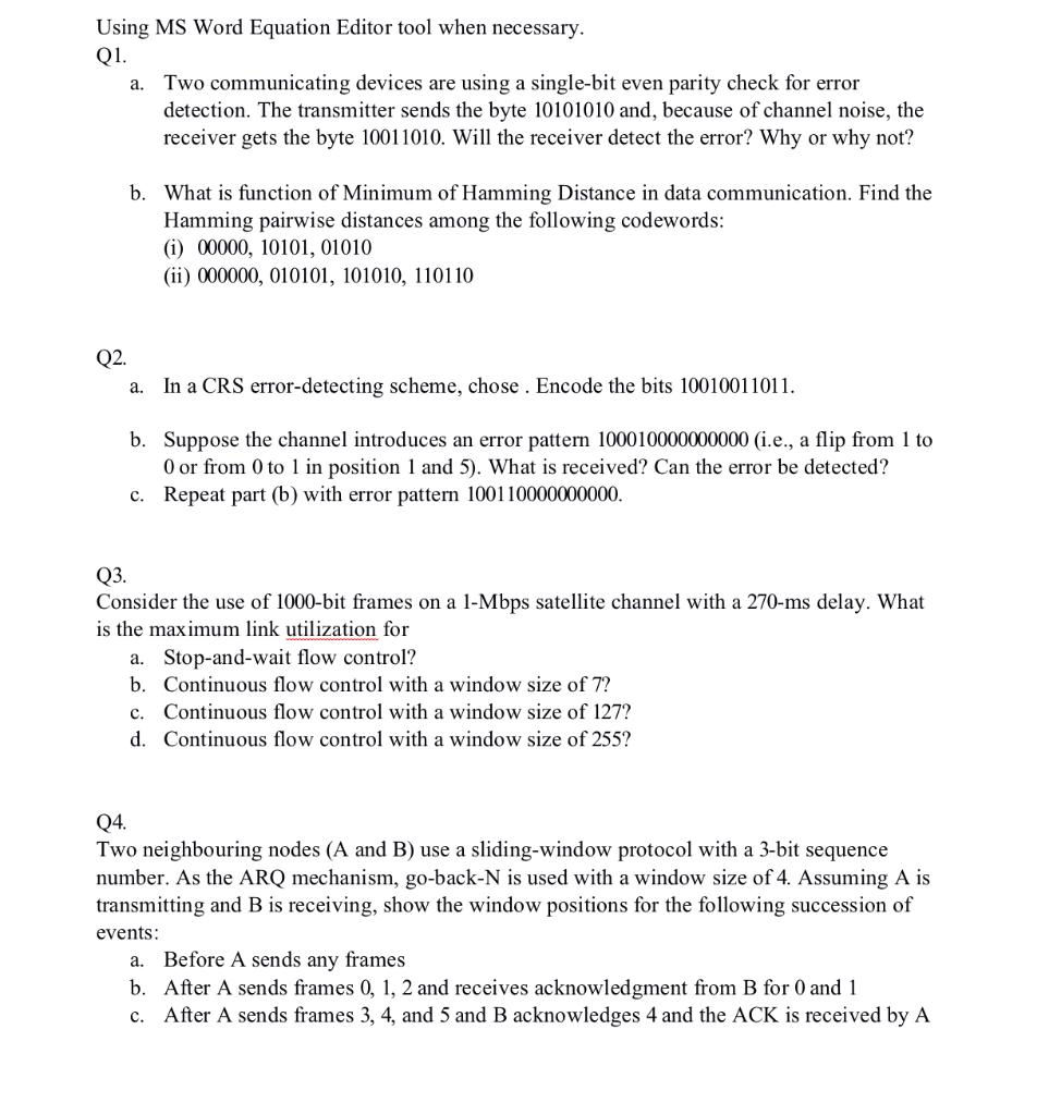 Solved Using MS Word Equation Editor tool when necessary. | Chegg.com