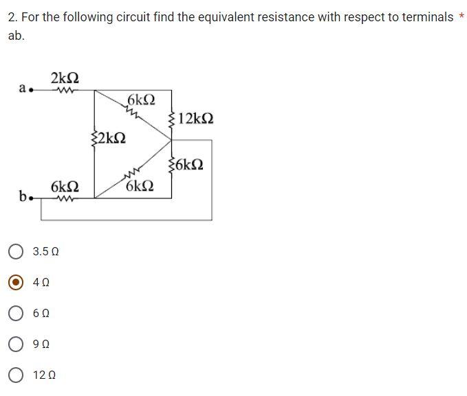 Solved 2. For the following circuit find the equivalent | Chegg.com