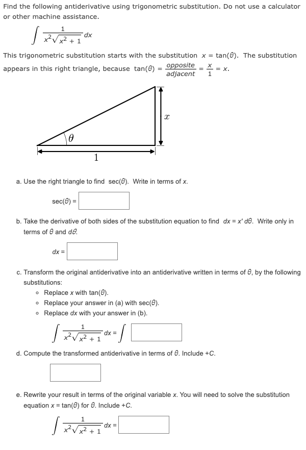 Solved Find the following antiderivative using the | Chegg.com