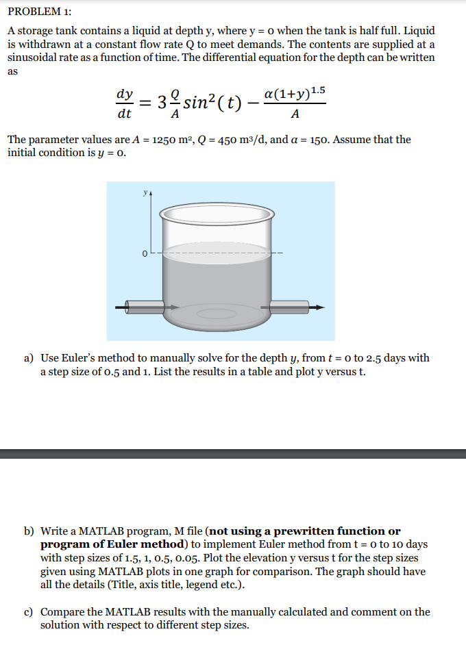 Solved PROBLEM 1: A storage tank contains a liquid at depth | Chegg.com