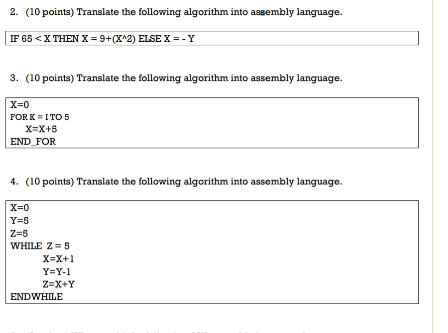 (10 points) Translate the following algorithm into | Chegg.com
