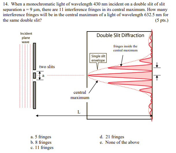 Solved 14. When a monochromatic light of wavelength 430 nm | Chegg.com