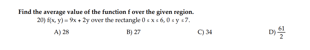 Solved Find the average value of the function f over the | Chegg.com