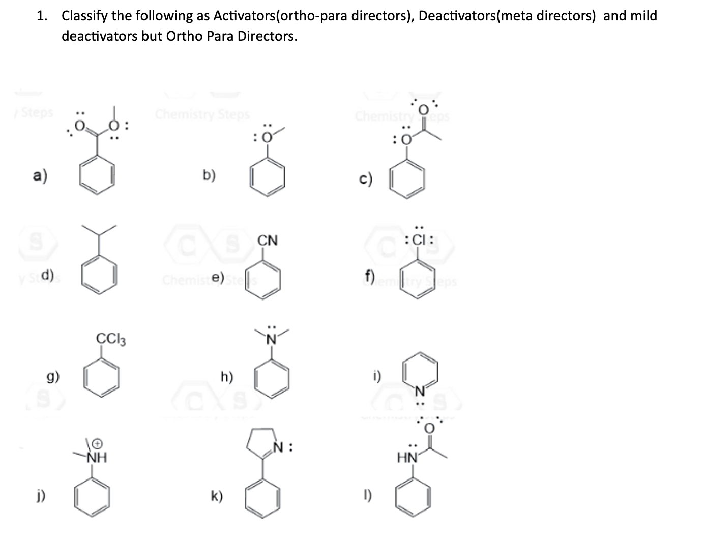 Solved Classify the following as Activators(ortho-para | Chegg.com