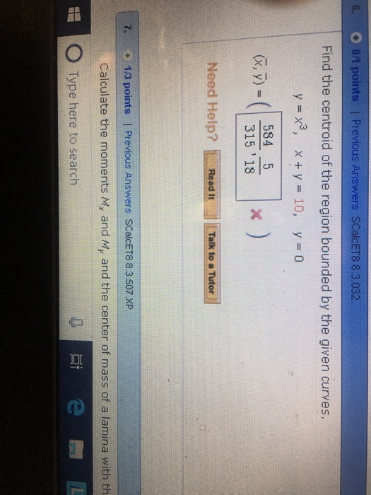 Solved 6. O 01 points I Previous Answers SCalcET8 8.3.032 | Chegg.com