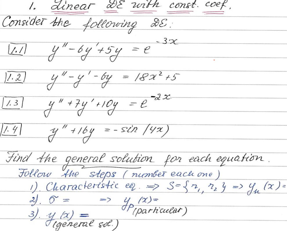 Solved Linear DE with const. coef.Consider the following DE | Chegg.com