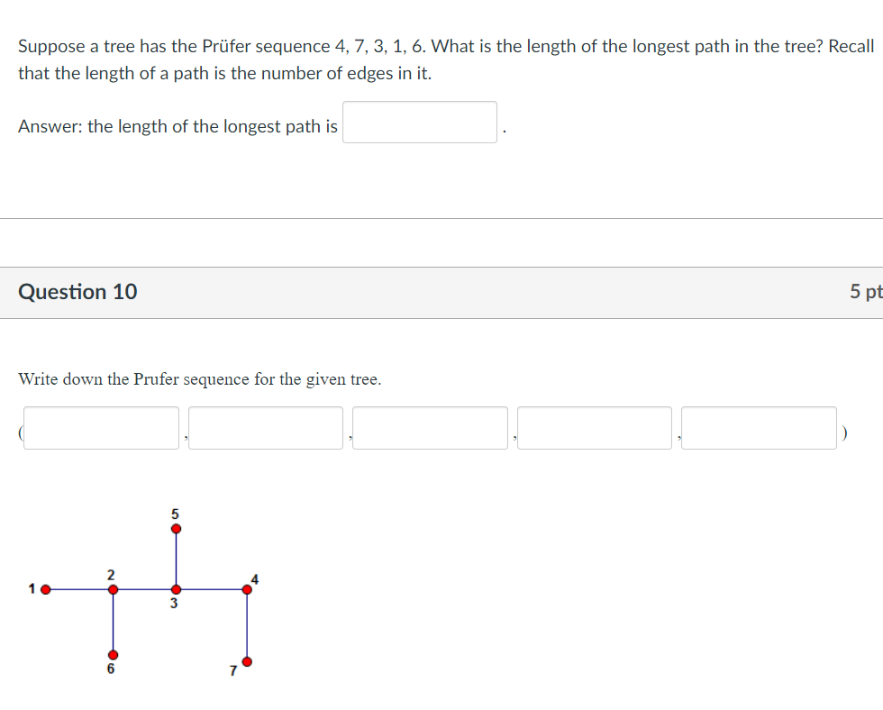 Solved Suppose a tree has the Prüfer sequence 4, 7, 3, 1, 6. | Chegg.com