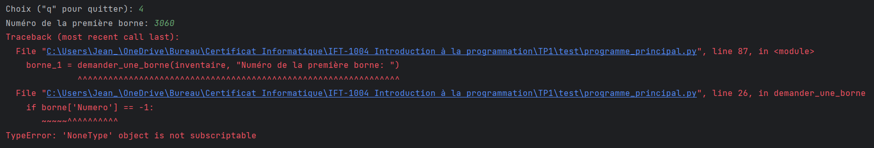 Solved Choix ("q" pour quitter): 4 Numéro de la première | Chegg.com