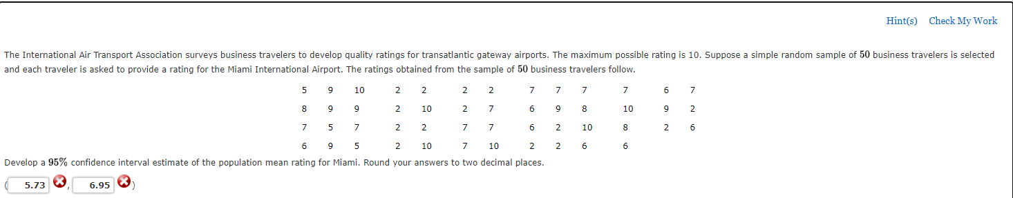Solved Hint(s) Check My Work The International Air Transport | Chegg.com