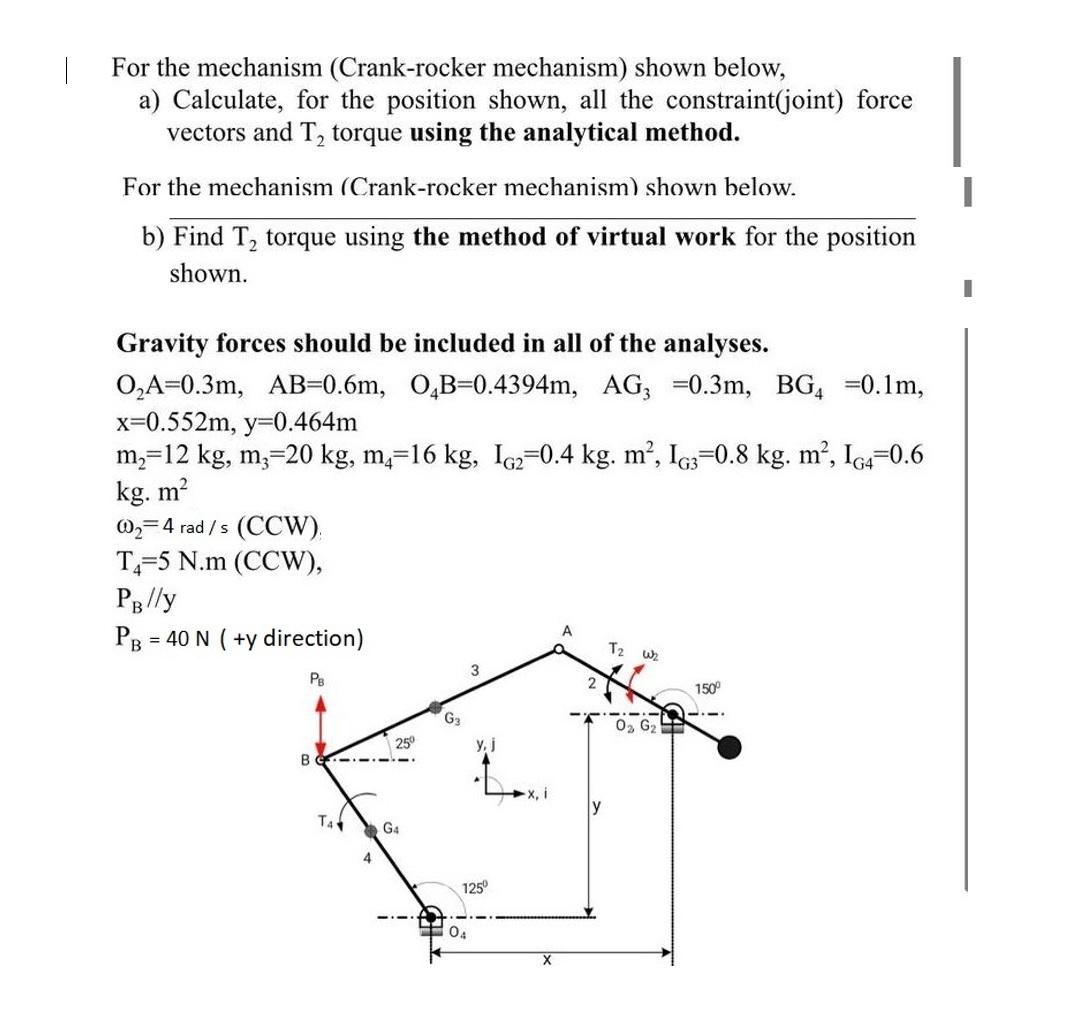 Solved For the mechanism (Crank-rocker mechanism) shown | Chegg.com