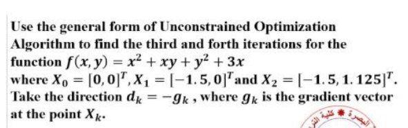 Solved Use the general form of Unconstrained Optimization | Chegg.com