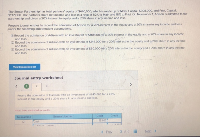 Solved The Struter Partnership has total partners' equity of | Chegg.com