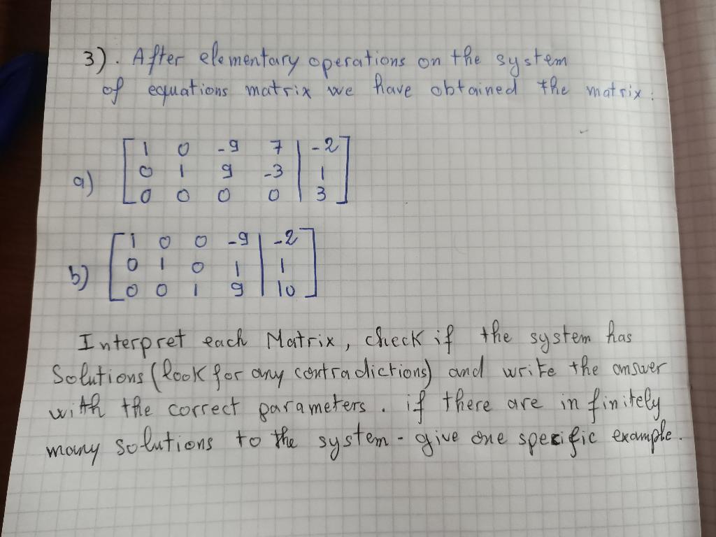 Solved 3). After elementary operations on the system of | Chegg.com