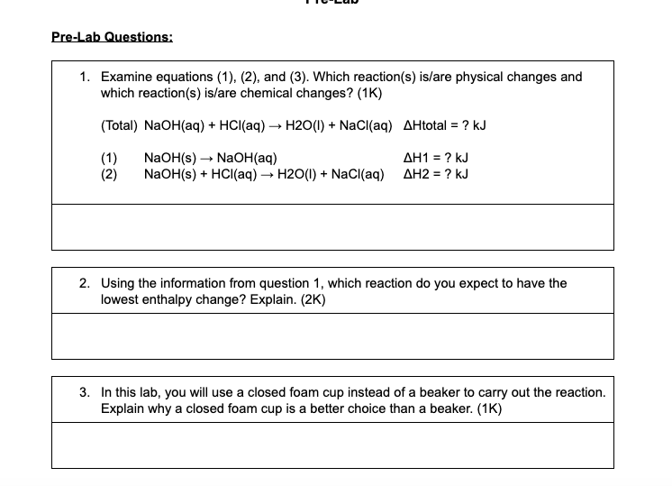 Solved Pre-Lab Questions: 1. Examine equations (1), (2), and | Chegg.com