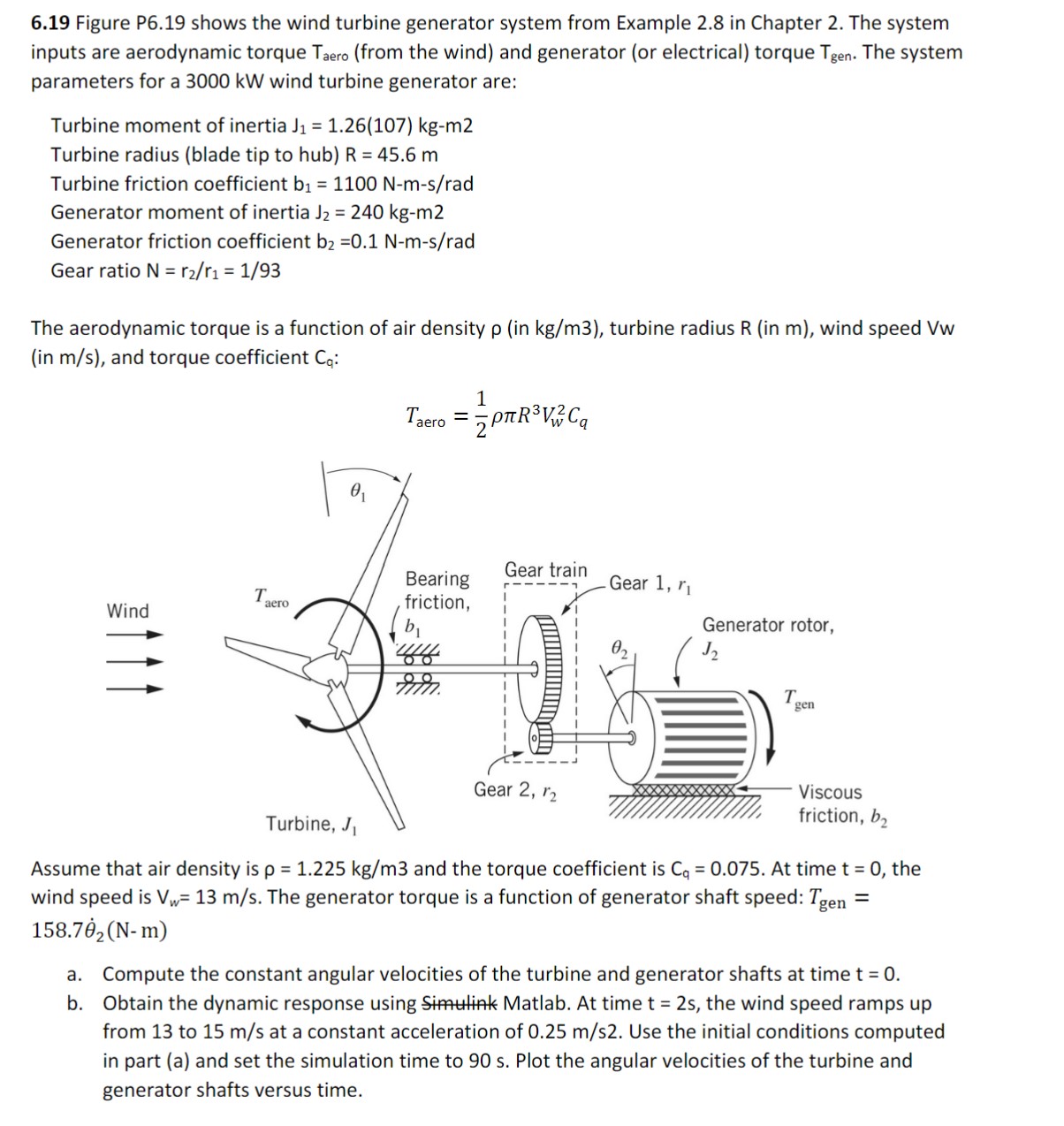 Solved 6.19 Figure P6.19 shows the wind turbine generator | Chegg.com