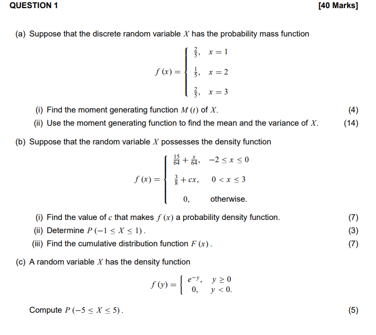 Solved (a) Suppose that the discrete random variable X has | Chegg.com