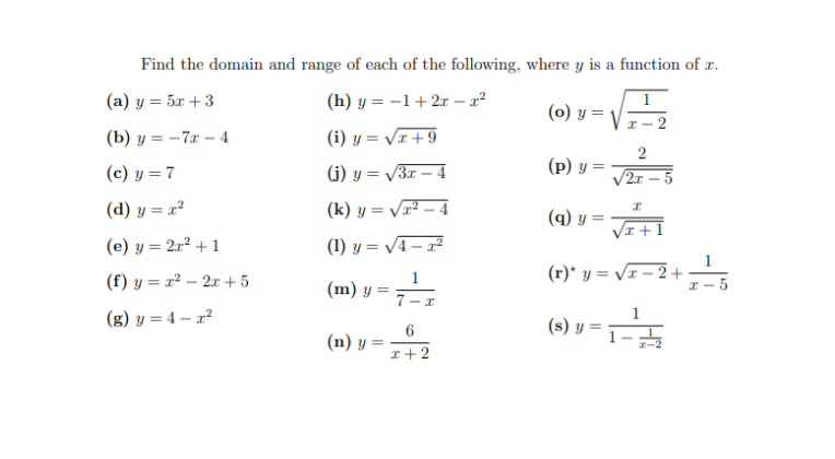 Solved Find the domain and range of each of the following, | Chegg.com