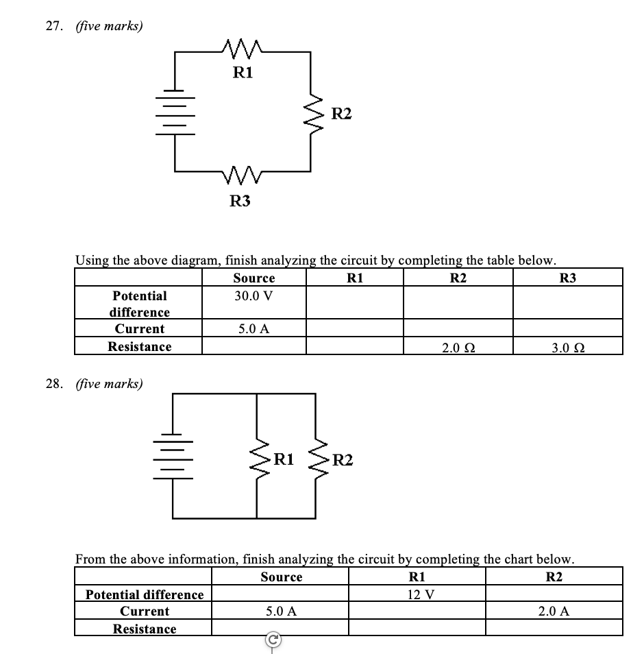 Solved 27. (five marks) R1 R2 w m R3 Using the above | Chegg.com