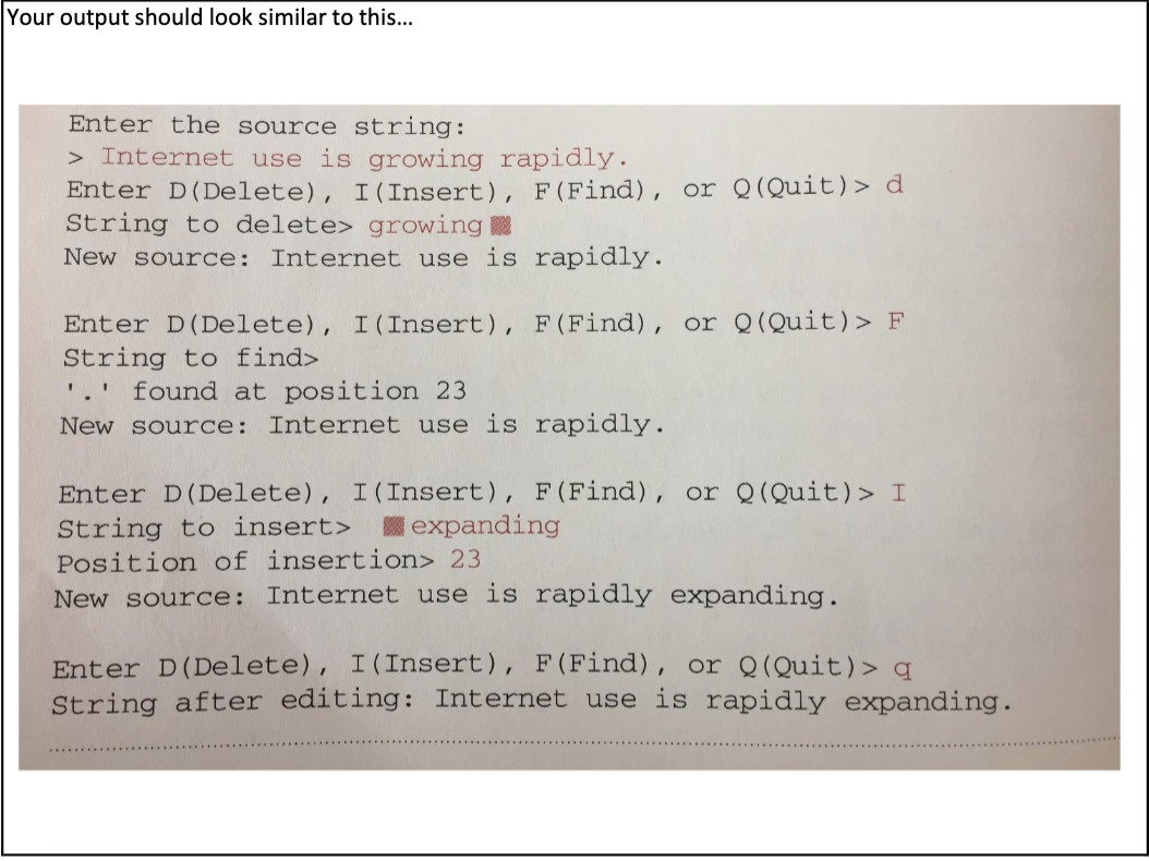 Design and implement a program to perform editing | Chegg.com