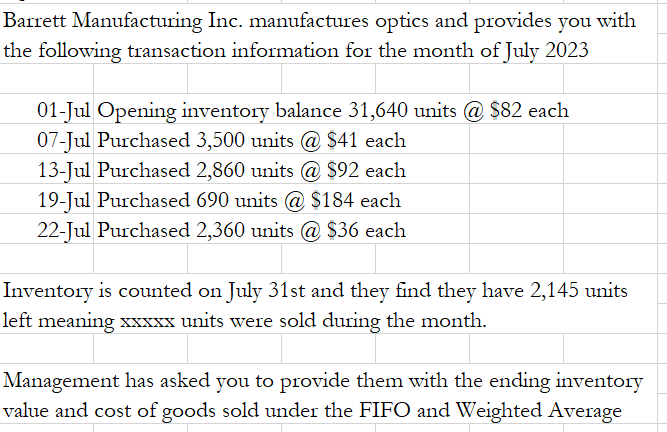 Solved Questions:Calculate the closing inventory balance (in | Chegg.com