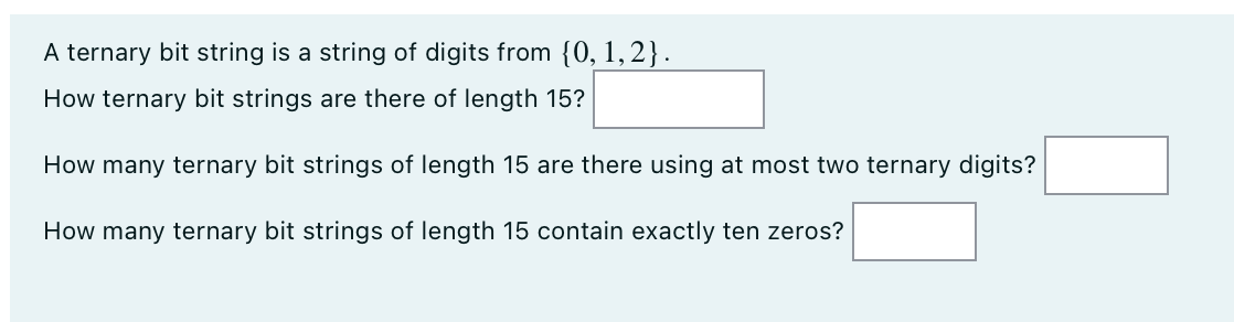 Solved A ternary bit string is a string of digits from {0, | Chegg.com