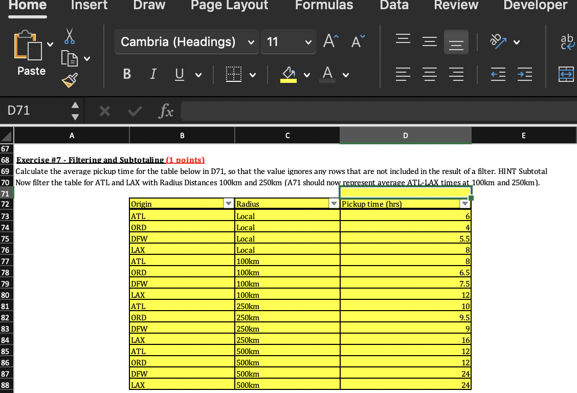 Solved Home Insert Draw Page Layout Formulas Data Review | Chegg.com