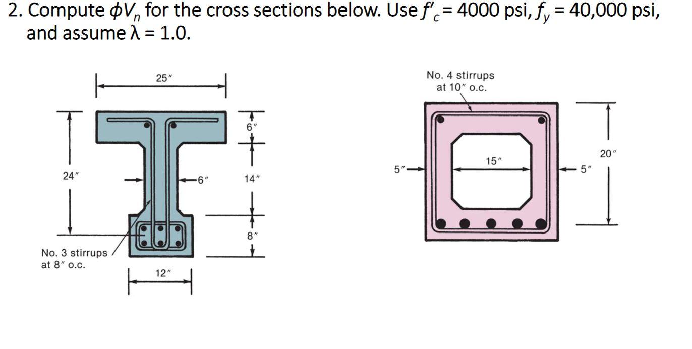 Solved 2. Compute ϕVn for the cross sections below. Use | Chegg.com