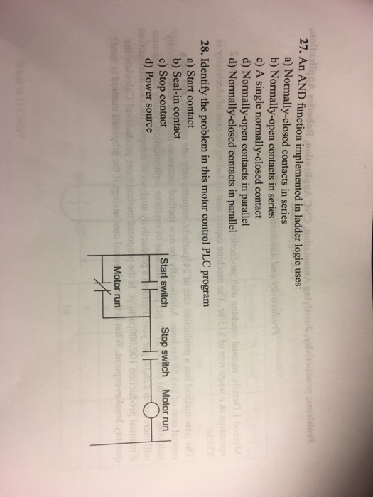 Solved 27 An And Function Implemented In Ladder Logic Uses 