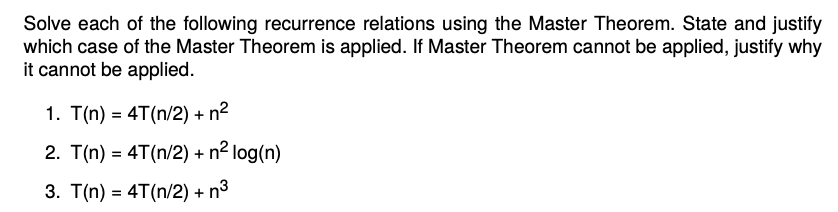 Solved Solve each of the following recurrence relations | Chegg.com