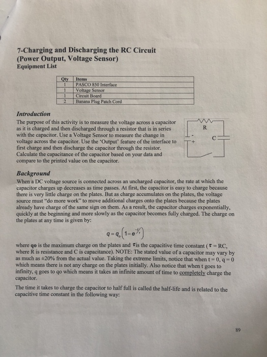 Solved Lab Report: Charging and Discharging the RC Circuit | Chegg.com