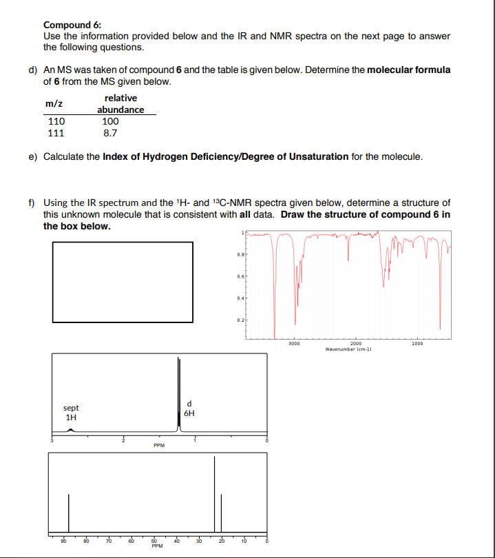 Solved Compound 6: Use the information provided below and | Chegg.com