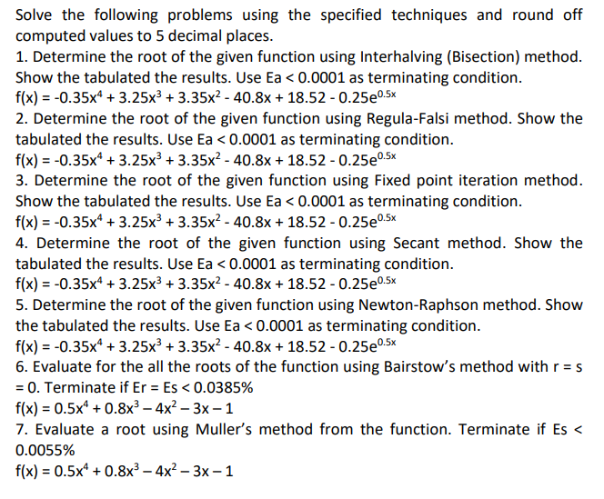 Solved Instructions: Solve the following problems in excel | Chegg.com