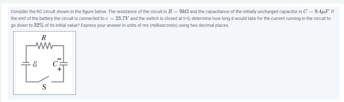 Solved Consider the RC circuit shown in the figure below. | Chegg.com