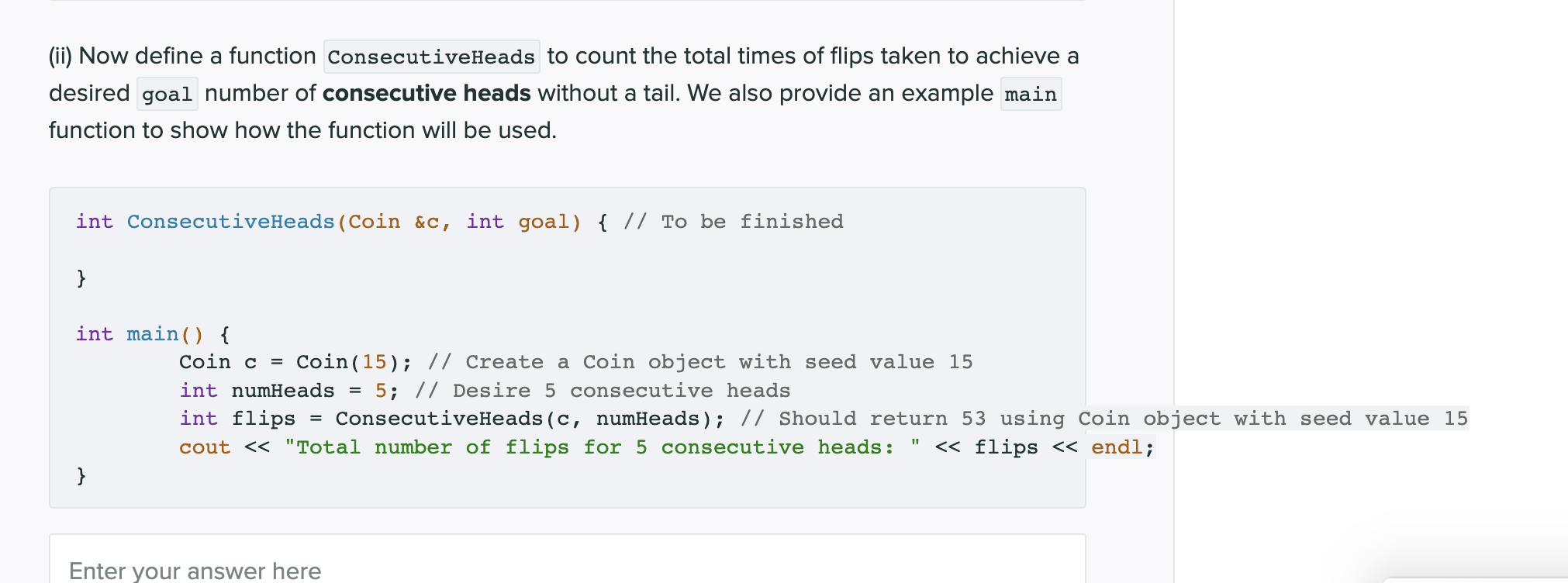 Solved We have a class called coin whose declaration and | Chegg.com